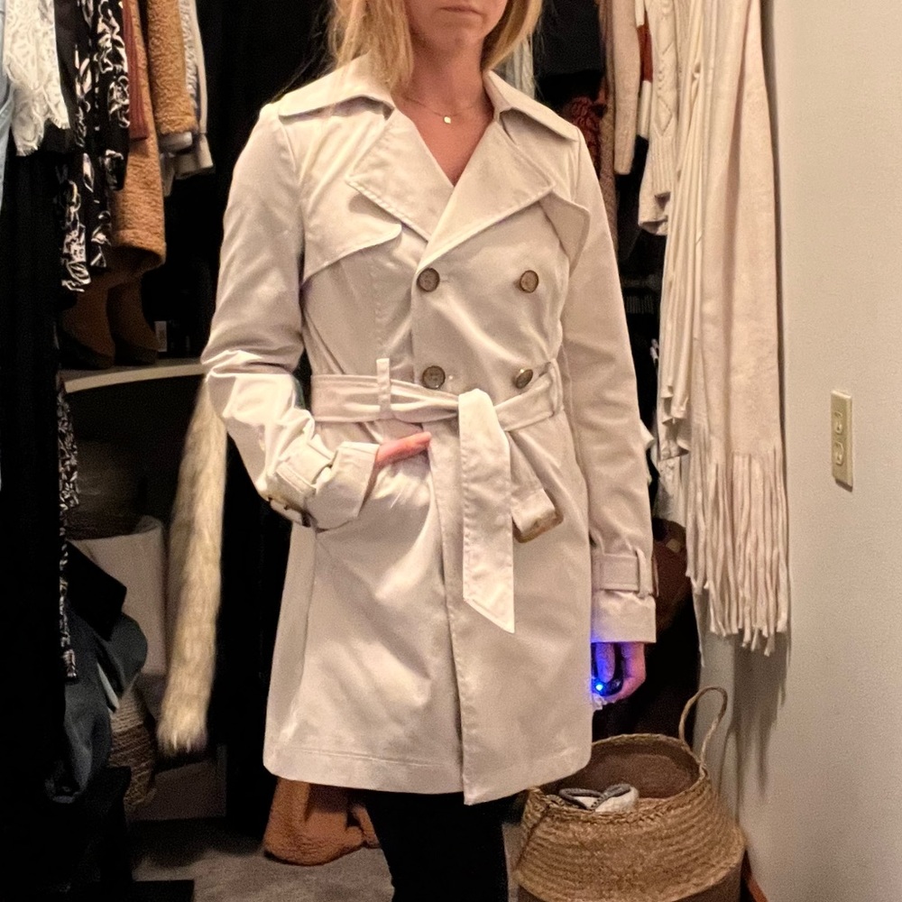 Cream Ruffle Back Trench Coat - Gem